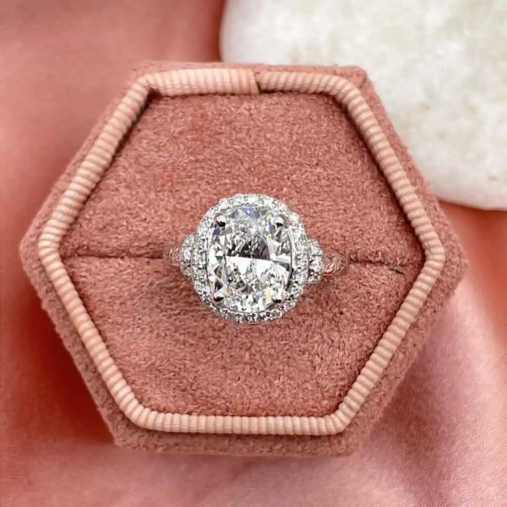 3 Carat Oval Shape Lab Grown Diamond Engagement Ring - Engagement Ring ...
